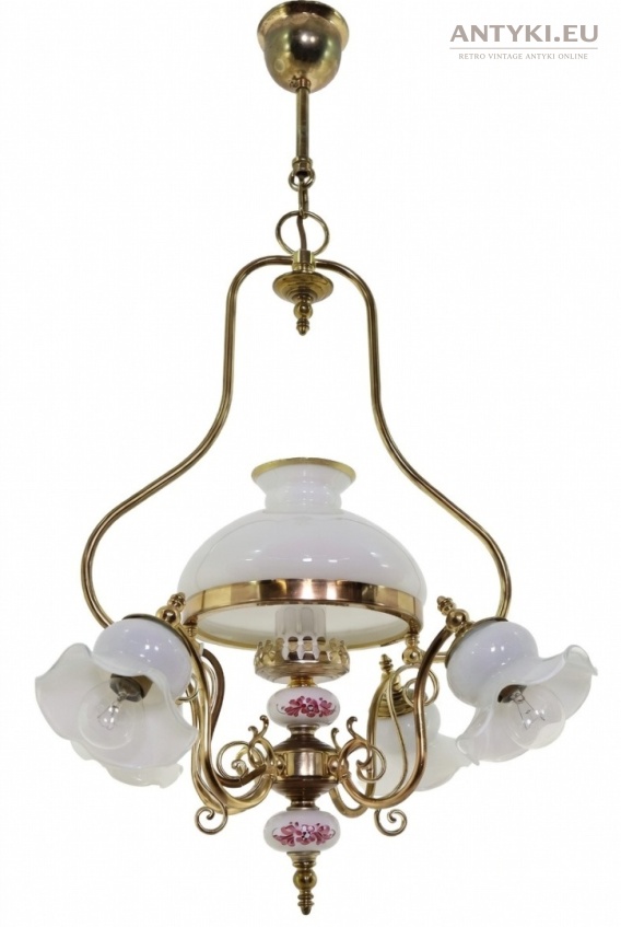Antyczna lampa sufitowa rustyk cottagecore – mosiądz Belgium ...